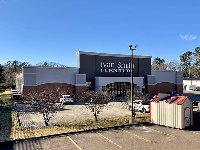 Ivan Smith Furniture stands ready to outfit local homes, a reminder that behind El Dorado's tourist appeal lies a real community where people actually live and work.