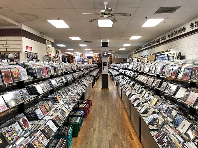 Jack's Music Shoppe is vinyl heaven for record collectors. Those wooden bins hold more musical treasures than a pirate's chest.