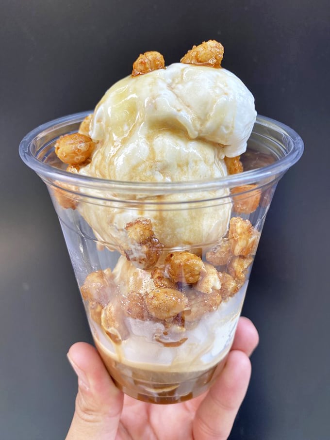 Ice cream and honey-glazed peanuts in perfect harmony&mdash;like a dessert version of The Odd Couple, if Felix and Oscar were delicious instead of cranky.