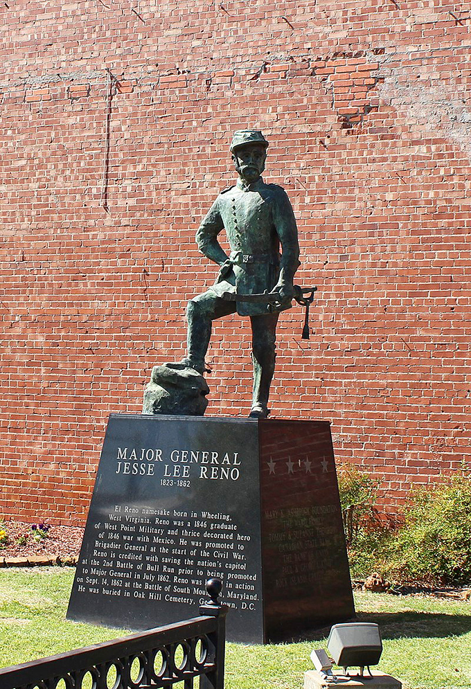 Major General Jesse Lee Reno stands watch over the city that bears his name. History isn't just remembered here&mdash;it's honored in bronze and brick.