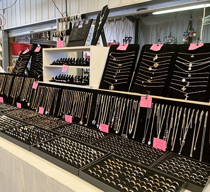 Jewelry displays that would make Cleopatra swoon&mdash;affordable bling arranged with the precision of a museum curator with a flair for the dramatic.