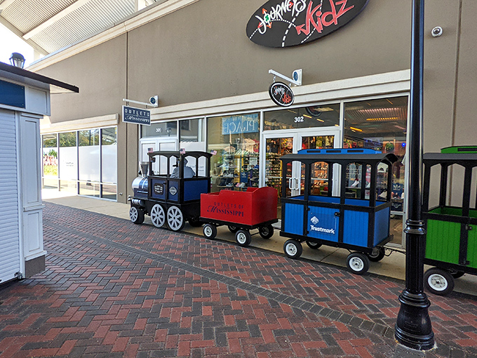 All aboard the shopping express! This kiddie train offers the perfect bribe for little ones who've reached their browsing threshold. 