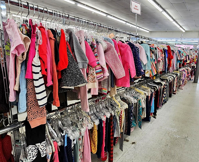 Tiny fashion with major savings. The children's section is a rainbow explosion of outfits they'll outgrow before you finish your coffee.