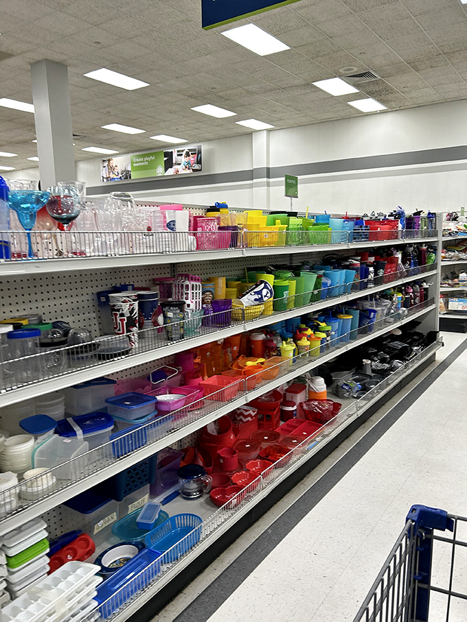 Kitchen items arranged by color&mdash;a rainbow of possibilities from vintage Pyrex to modern mugs, each with stories to tell.