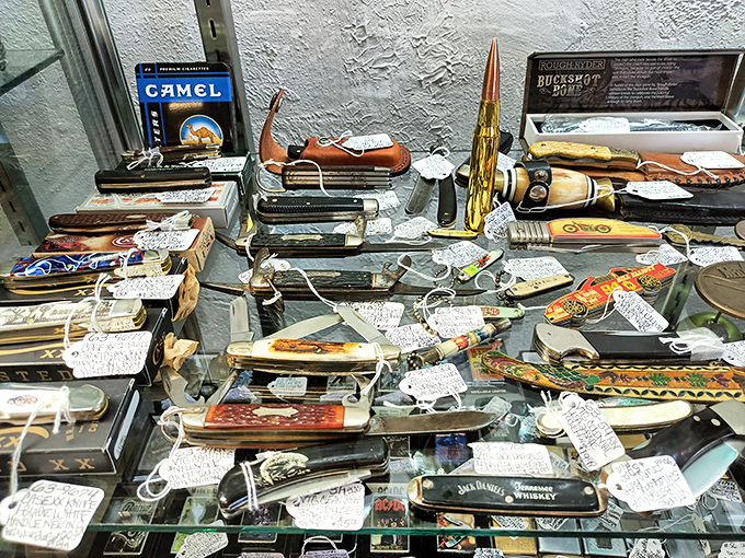 A curated chaos of art, figurines and global treasures that somehow works together. This booth feels like the living room of your most interesting friend.