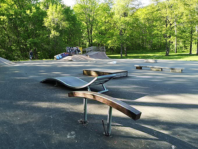 The skate park offers curves and ramps where local kids practice their best Tony Hawk moves without the insurance premiums.