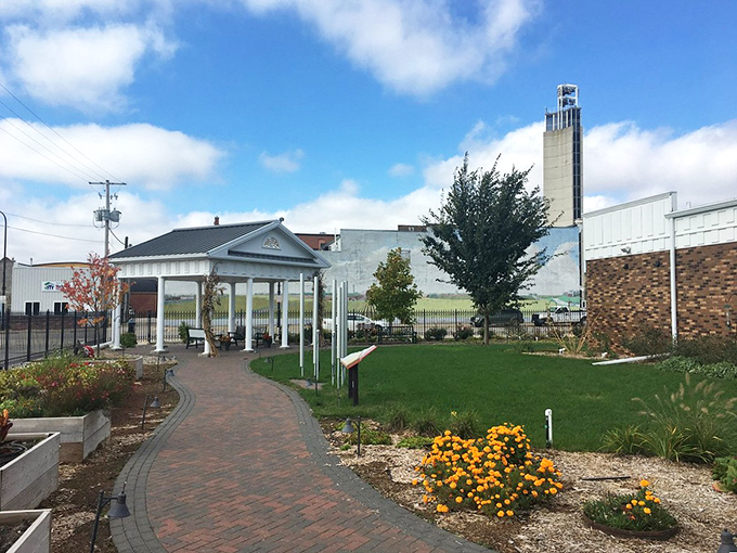 A perfect spot for contemplation, this brick-paved garden area features thoughtful touches like the reading bench&mdash;where locals pause to enjoy Jefferson's slower pace.