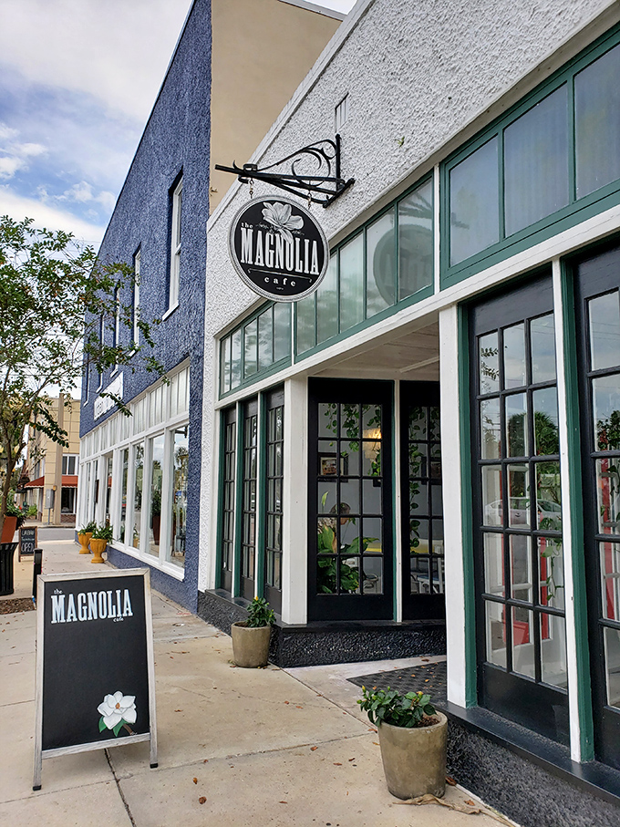 Magnolia Cafe's storefront welcomes diners seeking good food in surroundings that prioritize substance over trendy industrial design.