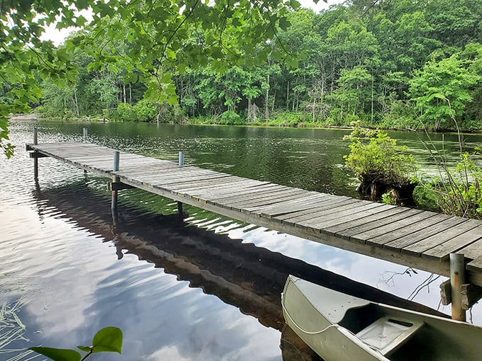 Maxwell Mays Wildlife Refuge's wooden dock invites contemplation &ndash; or fishing if philosophy isn't your thing.