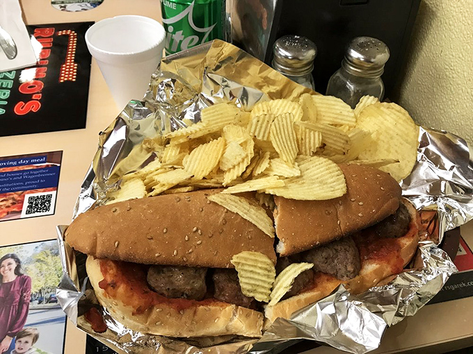 A meatball sub that demands a stack of napkins and zero concern for shirt stains. Some sandwiches are worth the laundry.