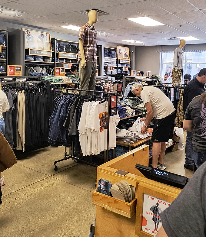 Men's clothing that transforms regular guys into "that well-dressed guy." The mannequin silently judges your current wardrobe choices.