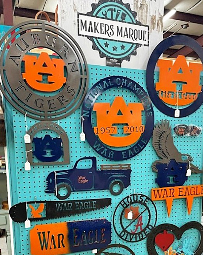 War Eagle pride on full display! Auburn fans can deck out their man caves with metal memorabilia that screams team spirit.
