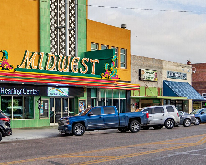 The Midwest Theater's Art Deco marquee lights up downtown, offering entertainment at prices that won't force you to skip dinner beforehand.