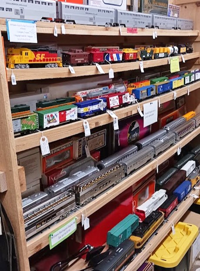 Model train heaven for grown-up boys who never outgrew their childhood fascination with miniature railways and perfect tiny worlds.