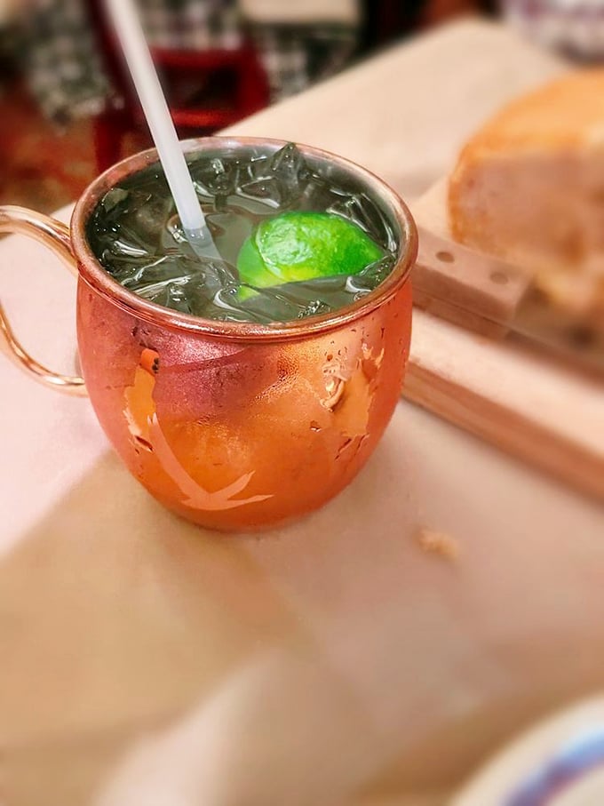 A Moscow Mule in its proper copper vessel&mdash;because tradition matters and somehow copper makes everything taste better. Cold War diplomacy never tasted so good.