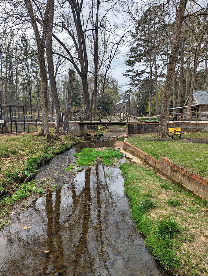 A gentle stream meanders through Municipal Park, much like your days will flow when you're not racing against big-city deadlines.