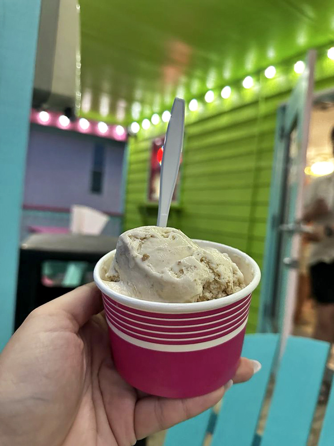 Simple perfection in a pink cup&mdash;where butter pecan becomes the answer to questions you didn't know you had.