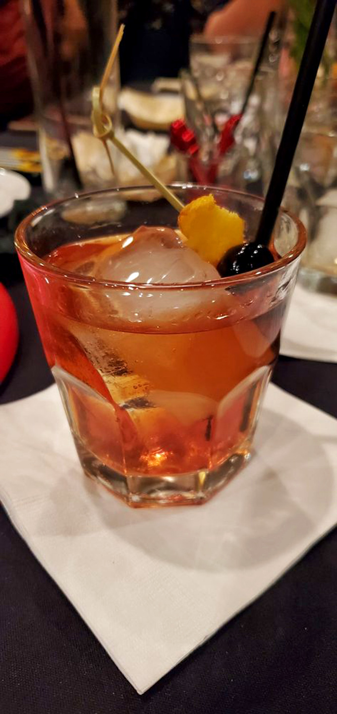 An Old Fashioned that Don Draper would approve of&mdash;amber perfection with garnishes that aren't just for show but actually earn their keep.
