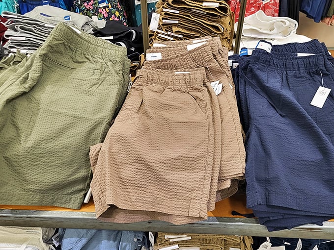 The shorts trifecta: earth tones for blending in, navy for looking nautical, and khaki because, well, Florida.