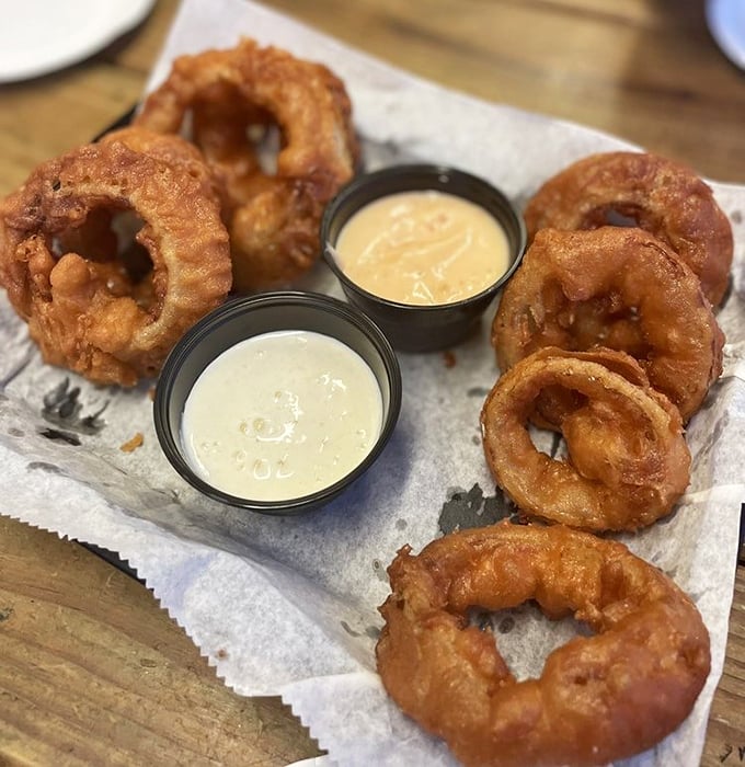 These onion rings aren't just side dishes &ndash; they're crispy golden halos deserving of their own fan club.