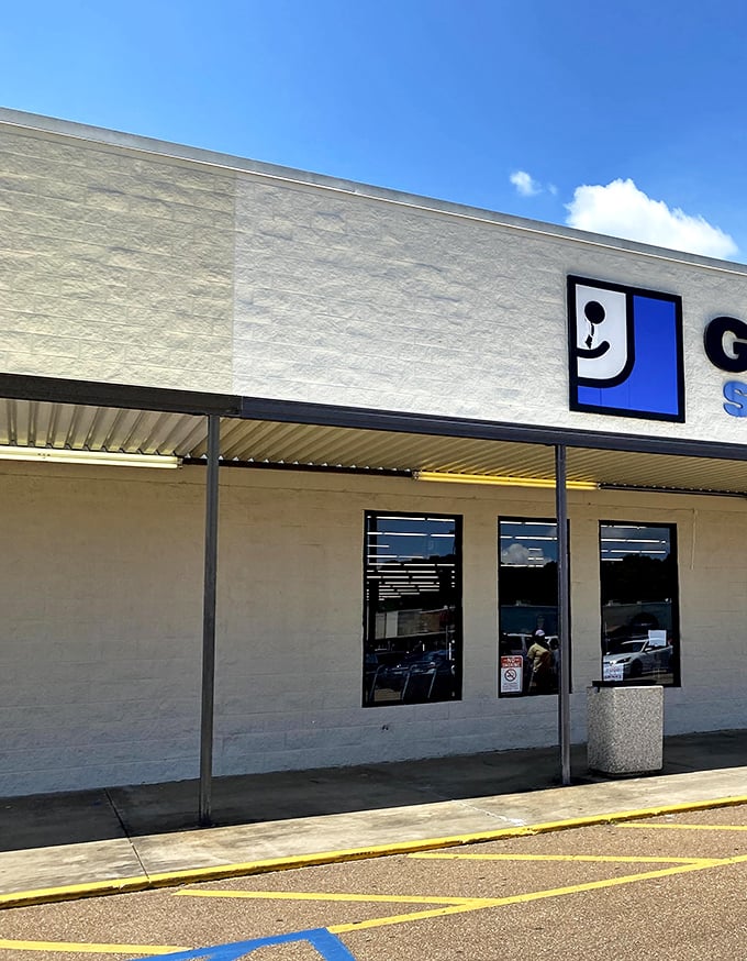 Blue skies and bigger bargains &ndash; the Pearl Goodwill stands like a monument to sustainable shopping under Mississippi sunshine.