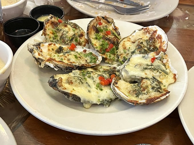 Oysters dressed for success in cheese, herbs, and a kiss of heat. These bivalve beauties transform from ocean wallflowers to the life of the culinary party.
