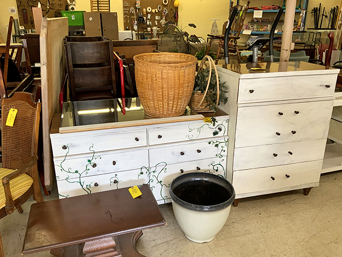 These painted dressers aren't just furniture&mdash;they're blank canvases for your next home project. That woven basket is practically begging to hold your magazines.