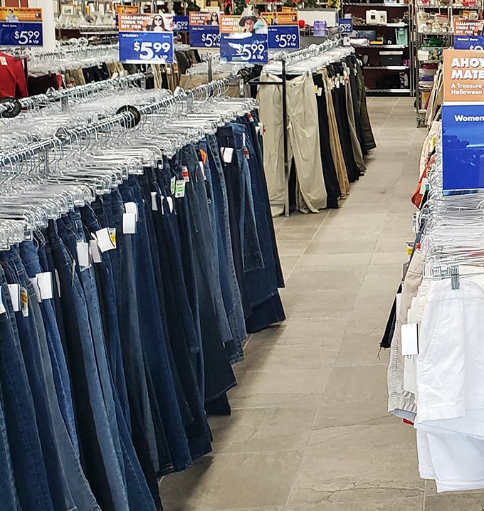 Denim for days! The jeans section offers more options than a coffee shop menu, all priced less than what you'd spend on two lattes and a muffin.