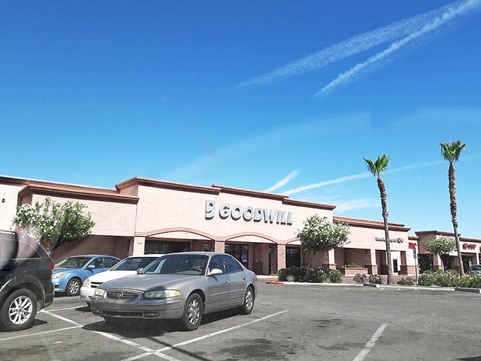 Even the parking lot screams "Arizona" with its palm trees standing guard over cars baking in the desert sunshine.