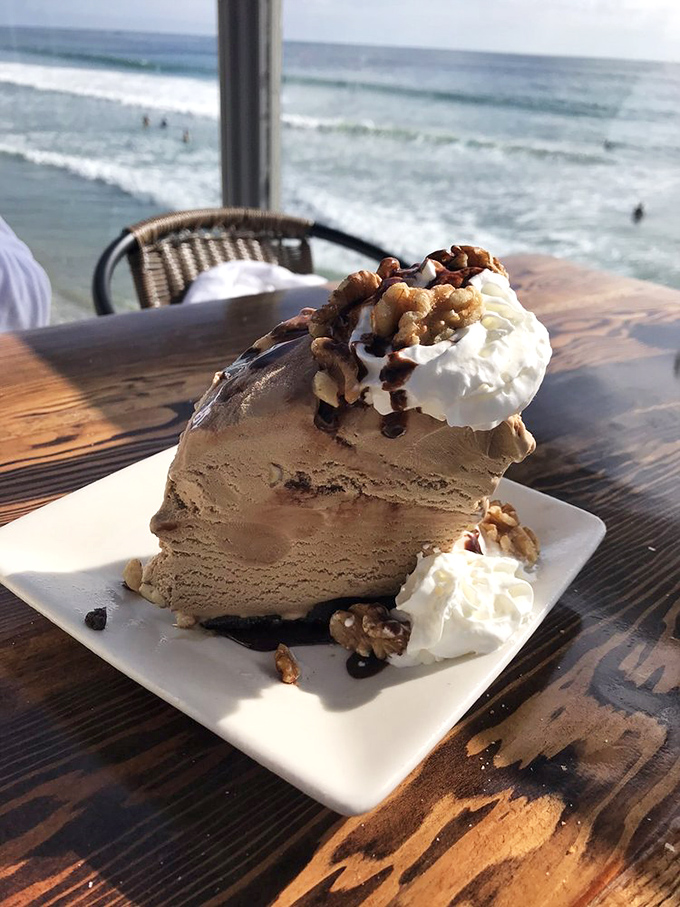 Heaven on a plate! This peanut butter pie with whipped cream and walnuts might be worth the drive to San Clemente all by itself, especially with that million-dollar ocean backdrop.