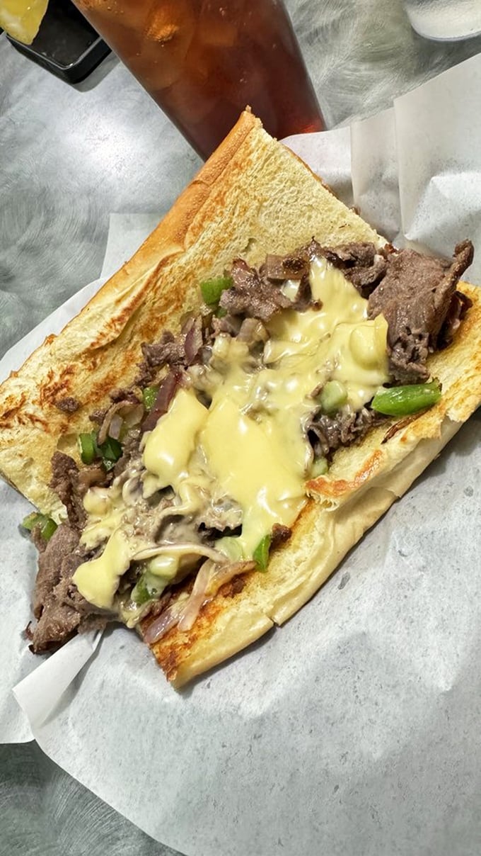Philly cheesesteak that doesn't need Philadelphia to prove its worth. The cheese-to-meat ratio achieves that elusive sandwich harmony we all seek.
