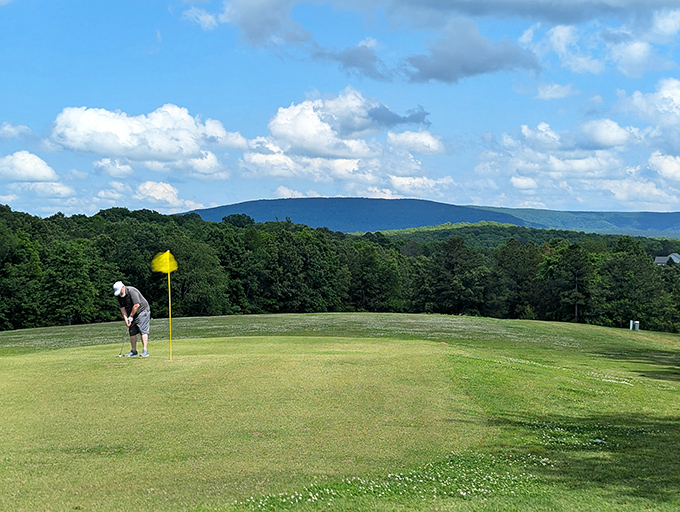 Pine Hills Golf Course offers putts with a view&mdash;where even a triple bogey feels like a win against this Ozark backdrop.