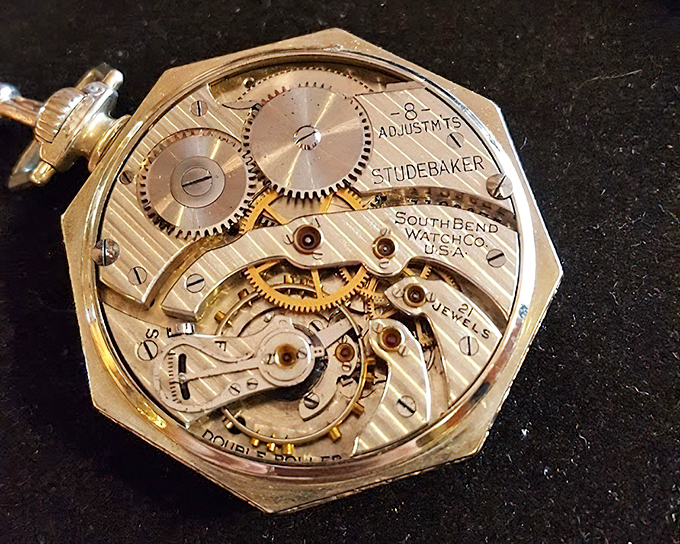 This Studebaker pocket watch still keeps perfect time, unlike its automotive namesake which stopped running decades ago.