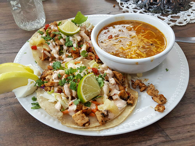 These chicken tacos with tortilla soup on the side prove that Wyoming knows its way around flavors from south of the border too.