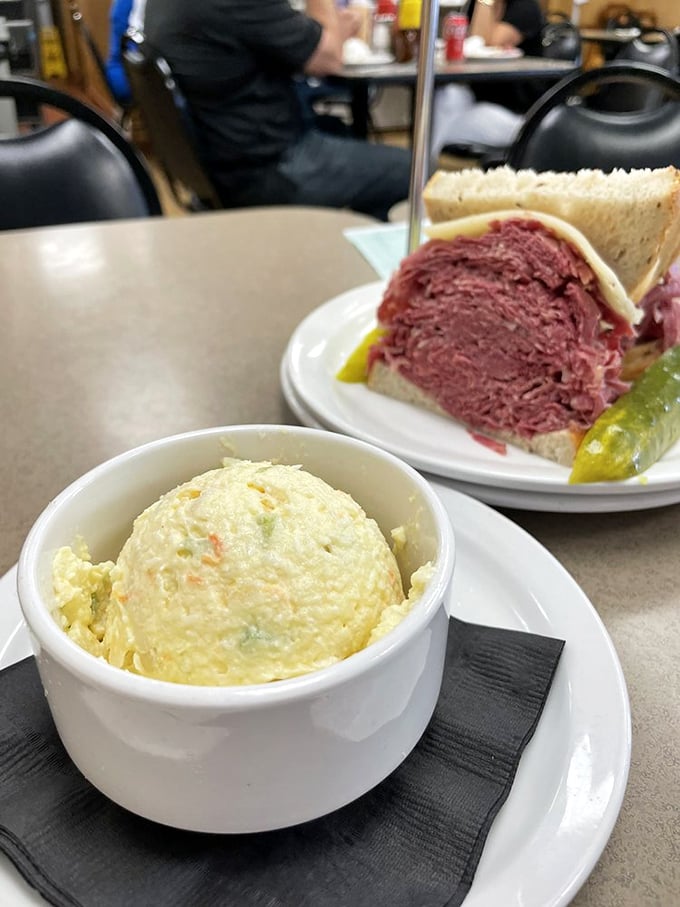 The potato salad and corned beef sandwich &ndash; a dynamic duo that's been making Clevelanders happy longer than most superhero partnerships.
