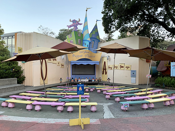 The Puppet Theater's outdoor seating area invites young audiences to experience entertainment unplugged from the digital world.