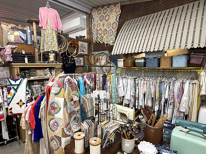 Handmade quilts and vintage linens&mdash;each stitch representing hours of craftsmanship from an era before "fast fashion" existed.