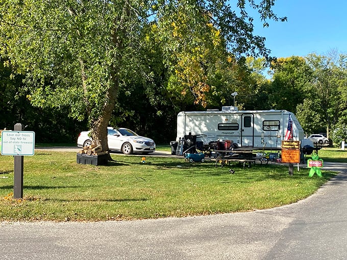 RV camping at its finest – where "roughing it" means your satellite TV might catch only 200 channels instead of 500.