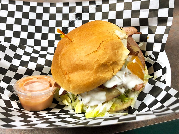 The ranch burger comes loaded with all the classics, proving sometimes the simplest combinations are the most satisfying.