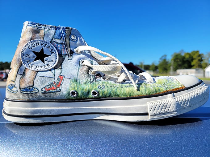 Wooden animal carvings stand at attention, like a Noah's Ark of folk art waiting for someone to appreciate their handcrafted charm.