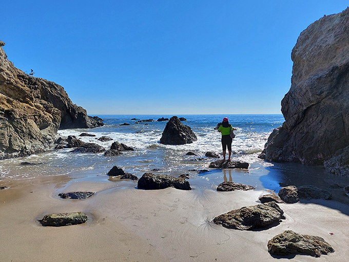 Nature's obstacle course between sea caves invites explorers of all ages. Indiana Jones would approve of this coastal adventure playground.