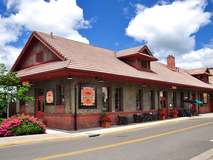 Roseburg Station blends rustic charm with modern purpose, its stone-and-timber design honoring the region's natural bounty.