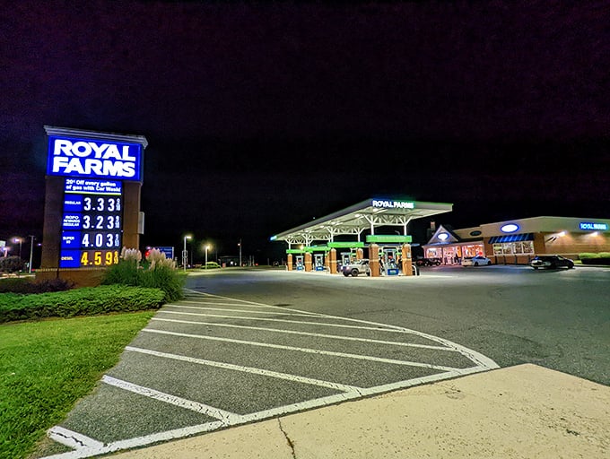 Royal Farms glows like a beacon in the night, proving that even in small-town America, you're never too far from fried chicken worth writing home about.