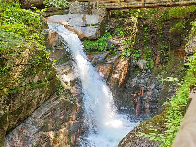 Sabbaday Falls doesn't just flow&mdash;it performs, cascading through sculpted rock in a water ballet that's been running for millennia.