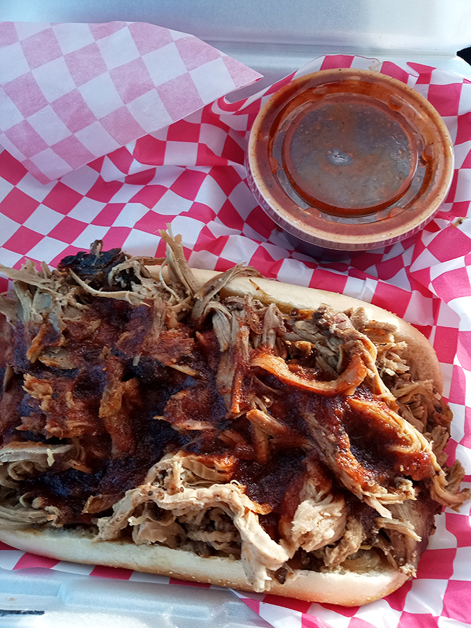The sandwich that launched a thousand napkins &ndash; pulled pork piled high with a side of BBQ commitment.