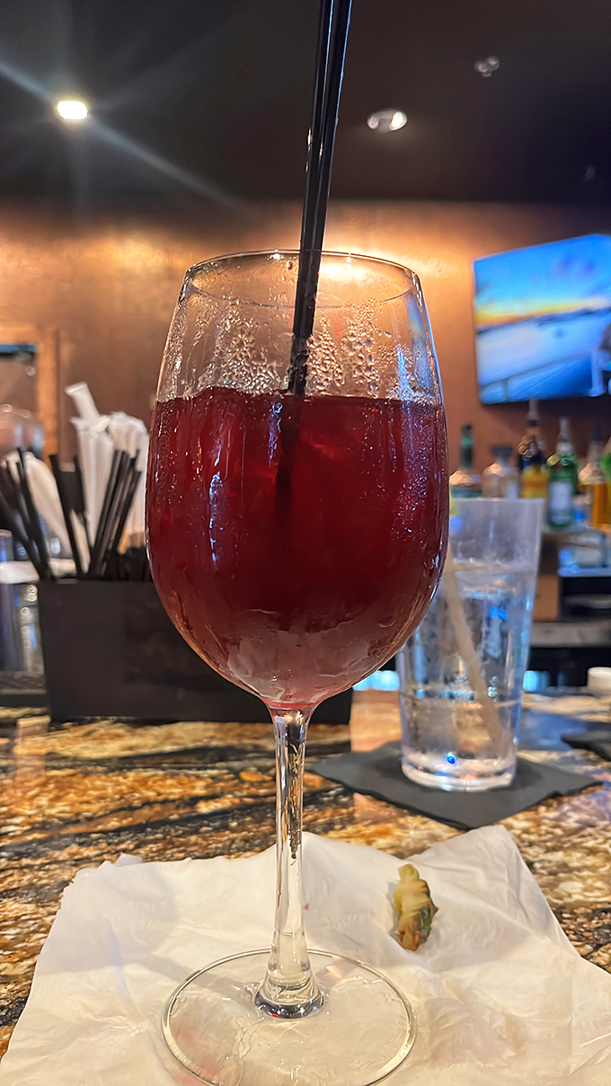 A sangria so photogenic it deserves its own headshot. Ruby-red refreshment that whispers sweet nothings to your palate.
