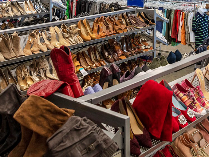 Shoe department dreams where Cinderella could outfit herself for a month of balls without touching the royal treasury.