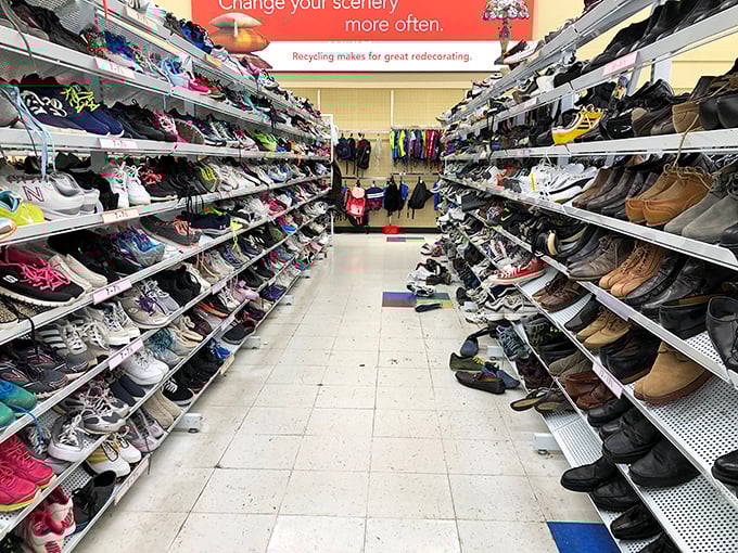 Shoe paradise stretching to the horizon. From barely-worn hiking boots to "these were definitely a mistake" stilettos&mdash;footwear finds for every adventure.