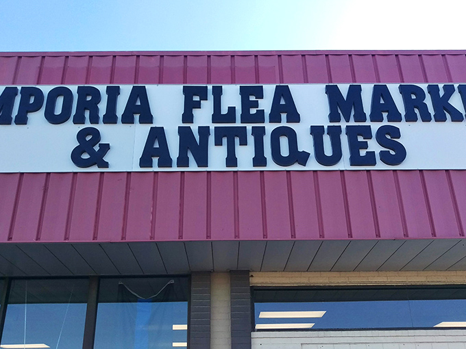 The unmistakable signage against that pink exterior&mdash;like a desert mirage for bargain hunters crossing the Kansas plains.