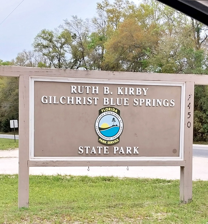 The official welcome mat to paradise. This unassuming sign marks the entrance to one of Florida's most spectacular natural wonders—no neon required.